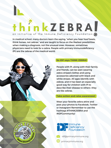 THINK ZEBRA! poster | Immune Deficiency Foundation